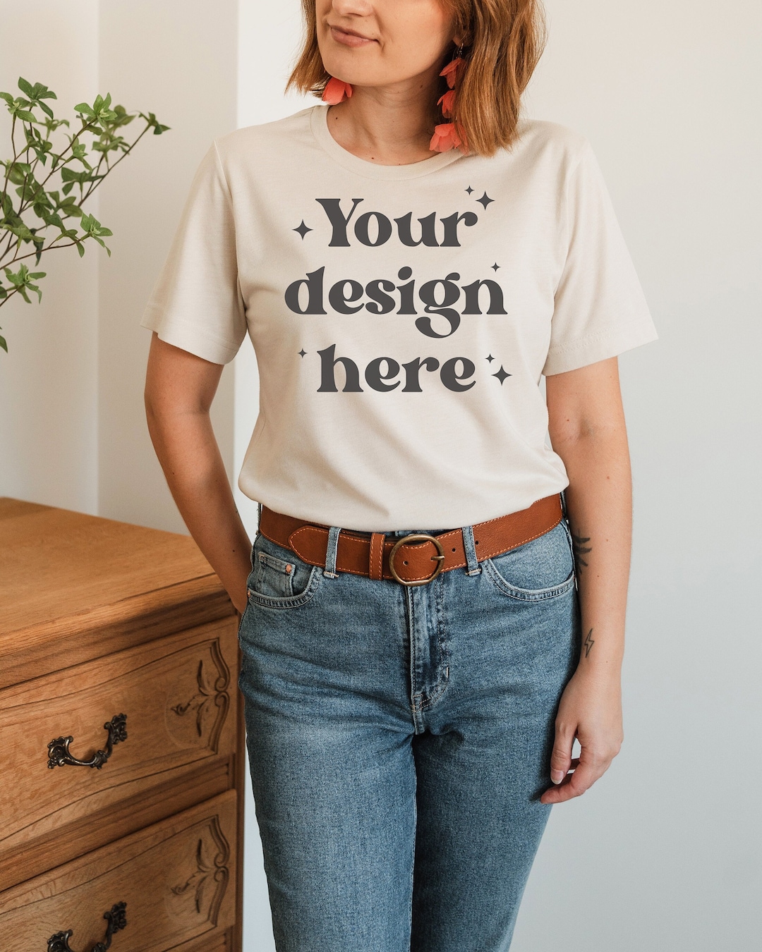 Bella Canvas 3001 Mockup Heather Dust Mockup Bella Canvas Shirt Mockup ...