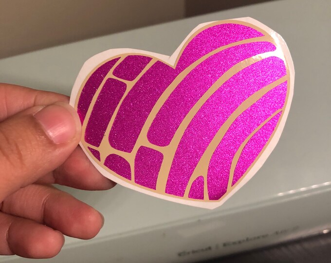 Glitter Heart Shaped Concha Vinyl Decal, Glitter Vinyl Sticker ...