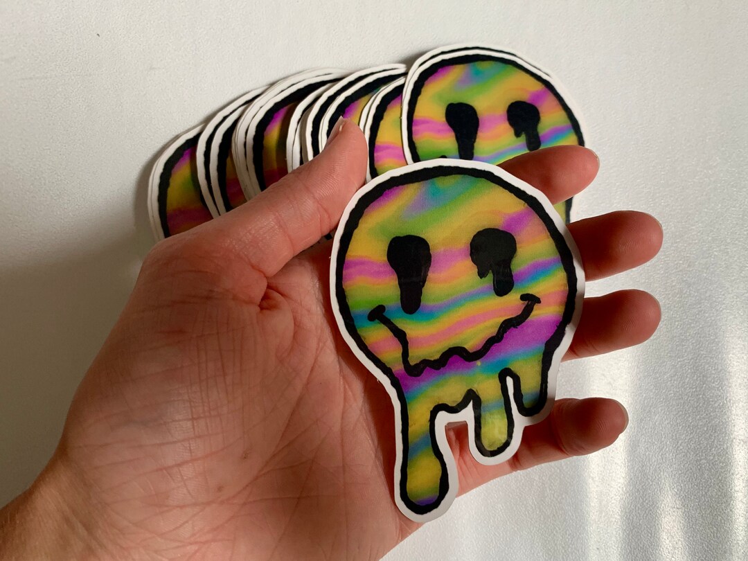 Dripping Smiley Face Sticker - Etsy