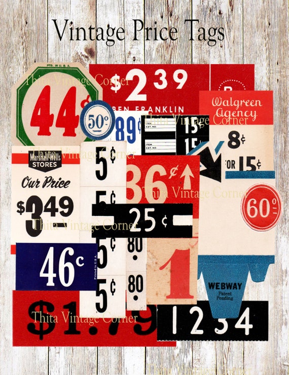 Printable Vintage Price Tags Digital Download | Etsy