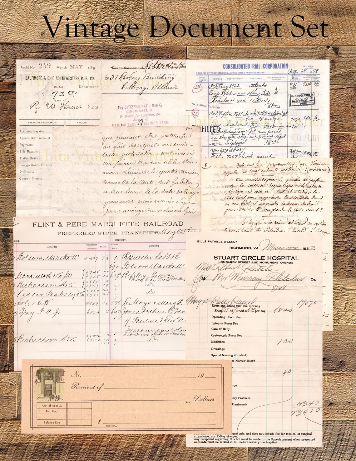 Printable Vintage Documents Ephemera Set Digital Download | Etsy