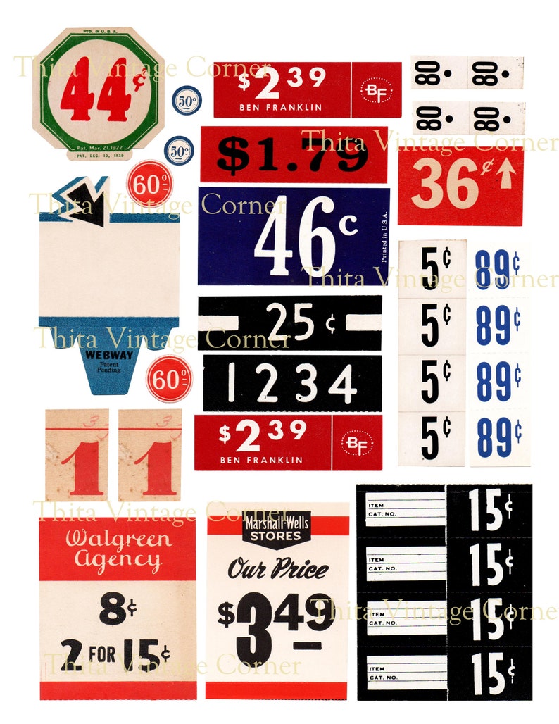 Printable Vintage Price Tags Digital Download | Etsy