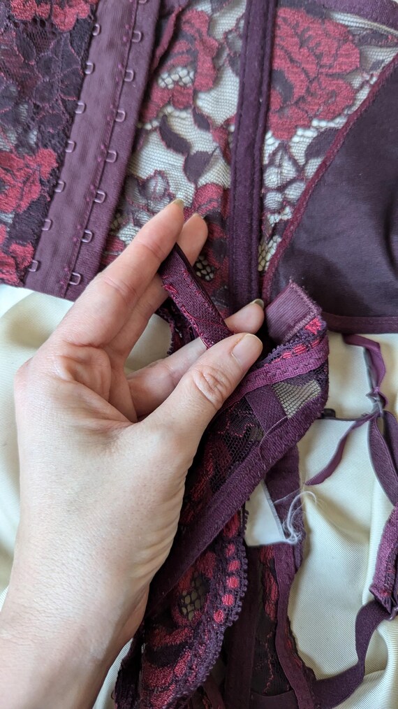 RARE Gemma Paris french lingerie burgunday lace and s… - Gem