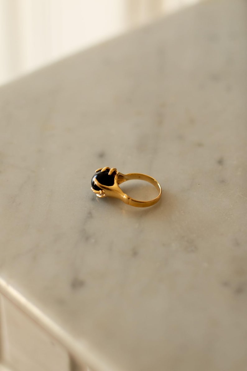RARE Vintage Charles Jourdan Gold Plated Ring Hands With Onyx Pearl - Etsy