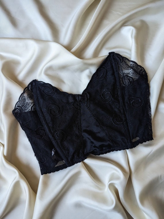 RARE vintage designer black mini bustier lace transpa… - Gem