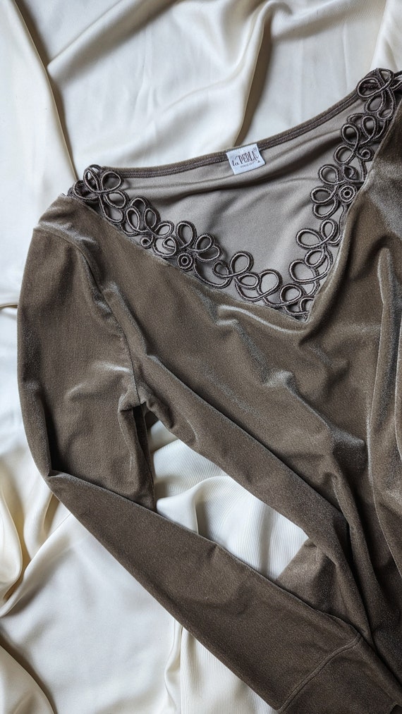 SUPER RARE La Perla vintage cold brown velvet embroid… - Gem