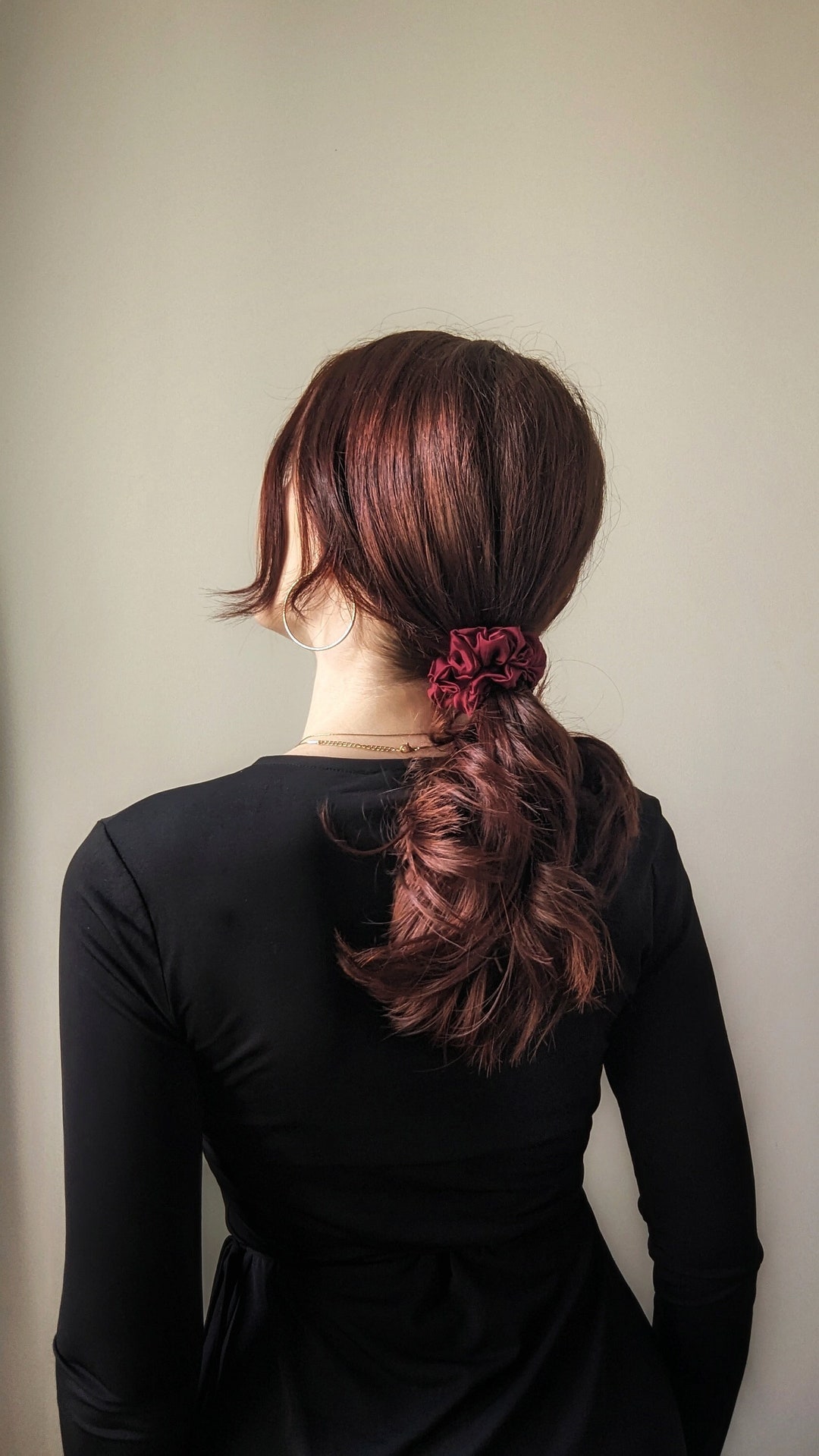 Handmade Vintage Satin Silk Vampire Blood Red Skinny Scrunchie Xs - Etsy