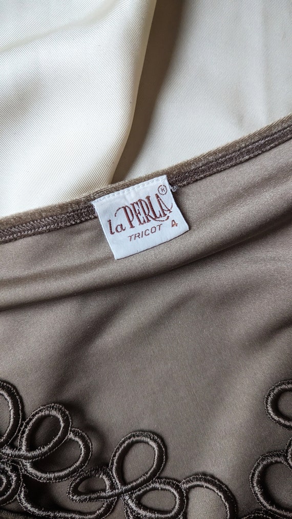 SUPER RARE La Perla vintage cold brown velvet embroid… - Gem
