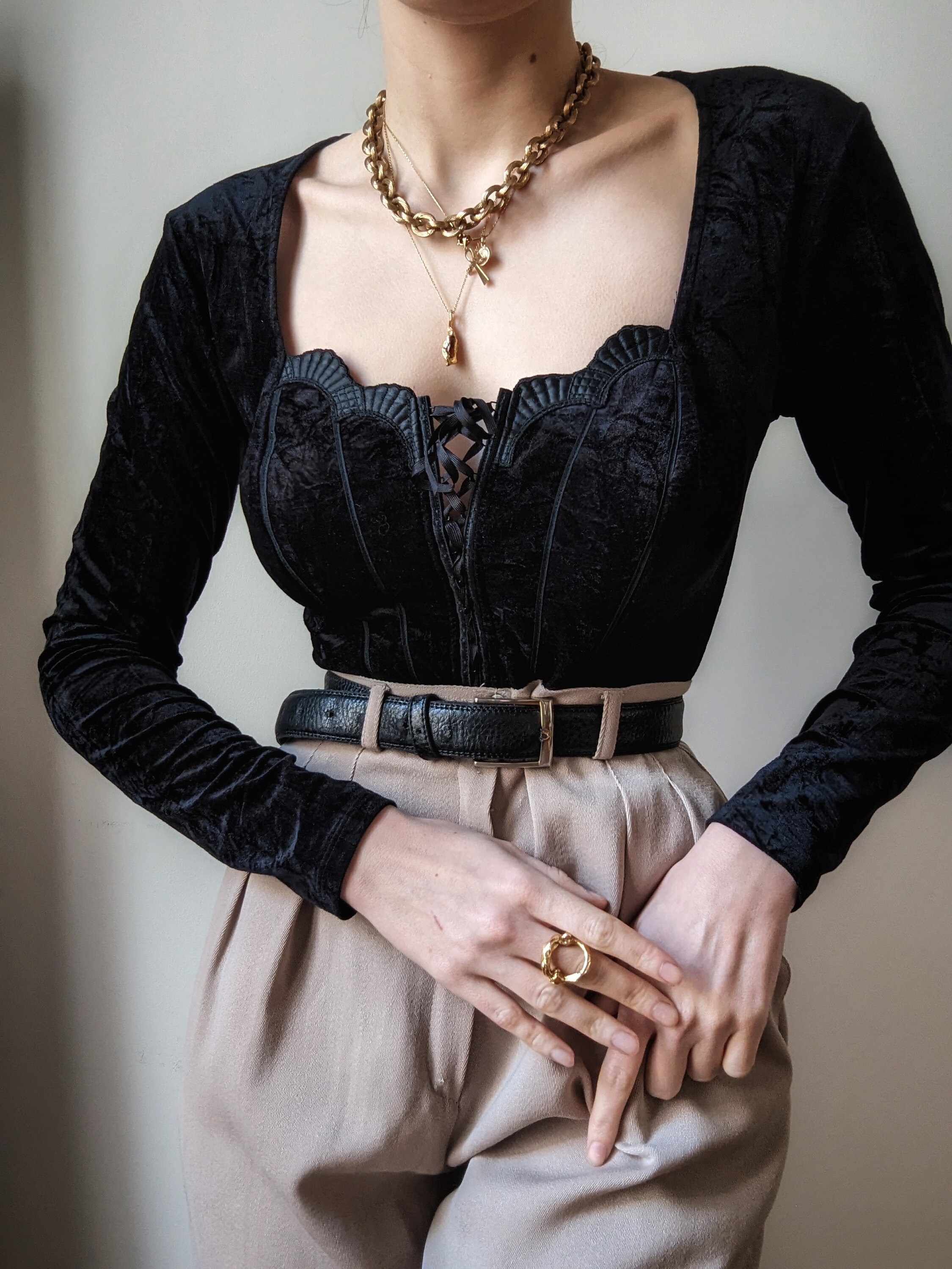 DOCUMENTED Rare Vintage French Designer Lejaby Paris Black Velvet ...