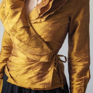 SUPER RARE Vintage Wild Silk Gold Wrap Blouse Dramatic Xs/s - Etsy