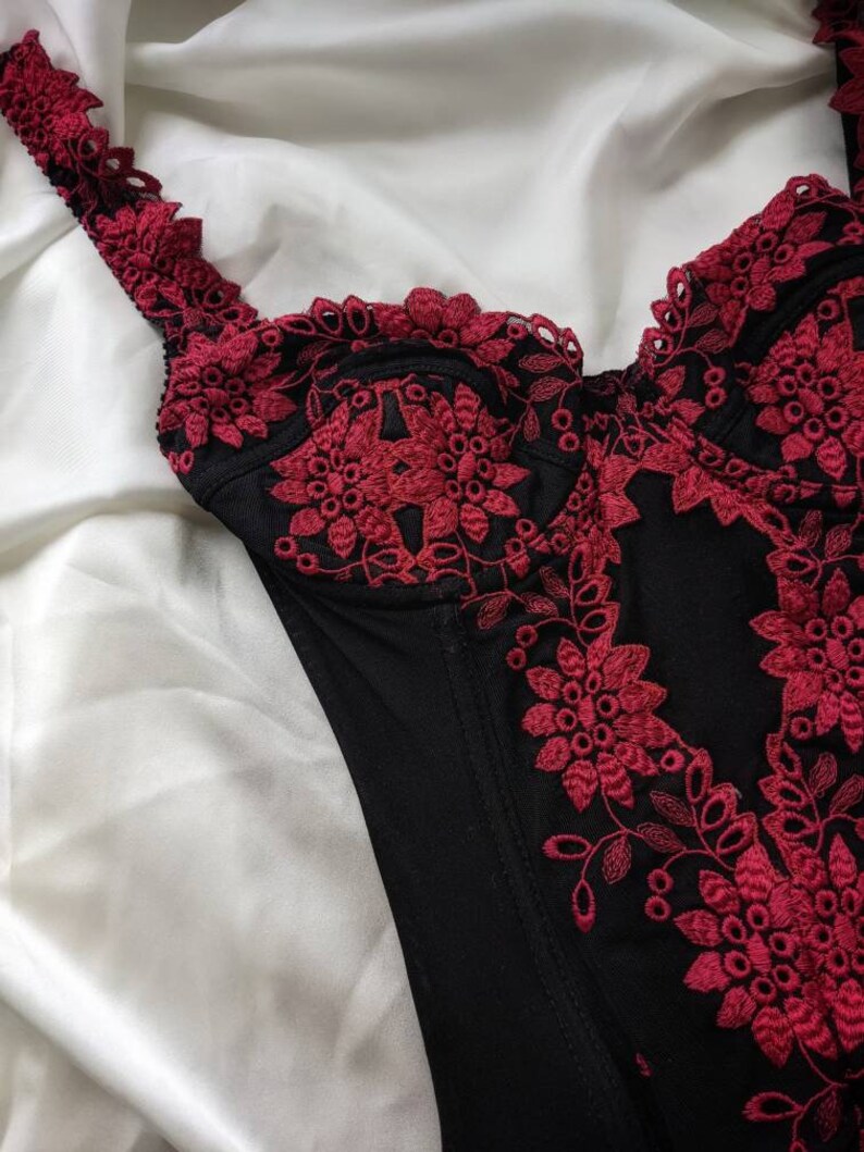 Rare Vintage 1980 French Designer Red and Black Basque Gothic - Etsy