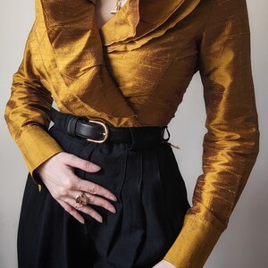 SUPER RARE Vintage Wild Silk Gold Wrap Blouse Dramatic Xs/s - Etsy