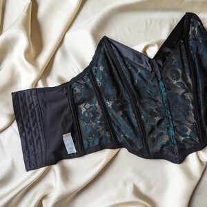 SUPER RARE French Designer Bustier Green and Black Lace Bustier Goth 32 ...
