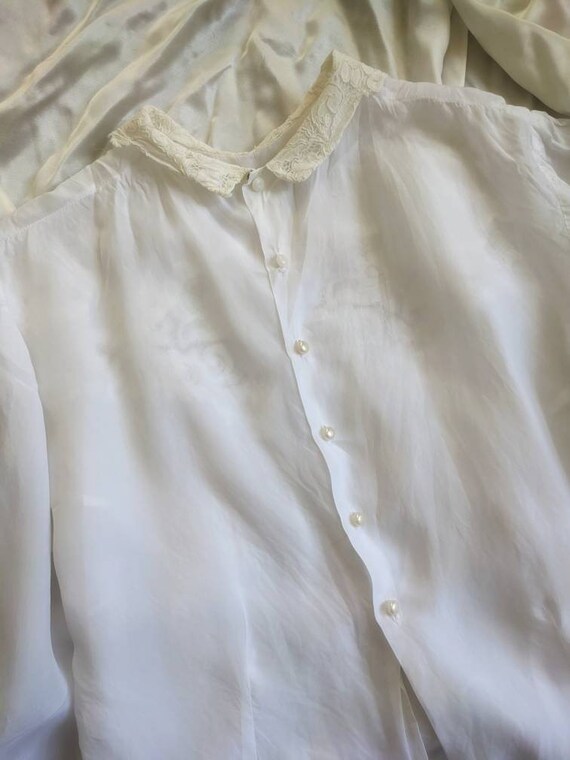 UNIQUE handmade edwardian blouse lace white 1940 XXS/… - Gem