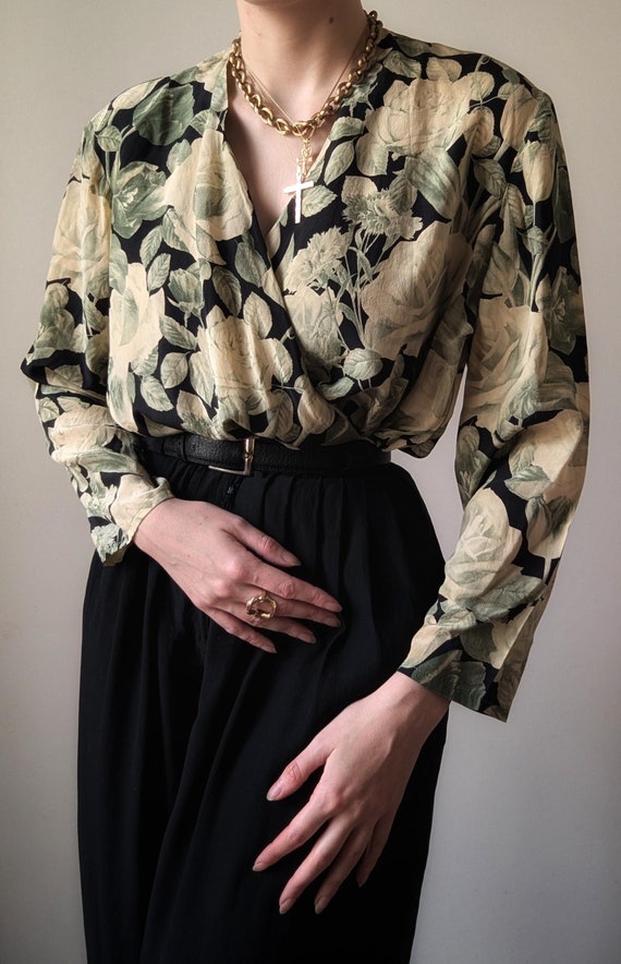 RARE pure silk vintage italian draped blouse romantic… - Gem