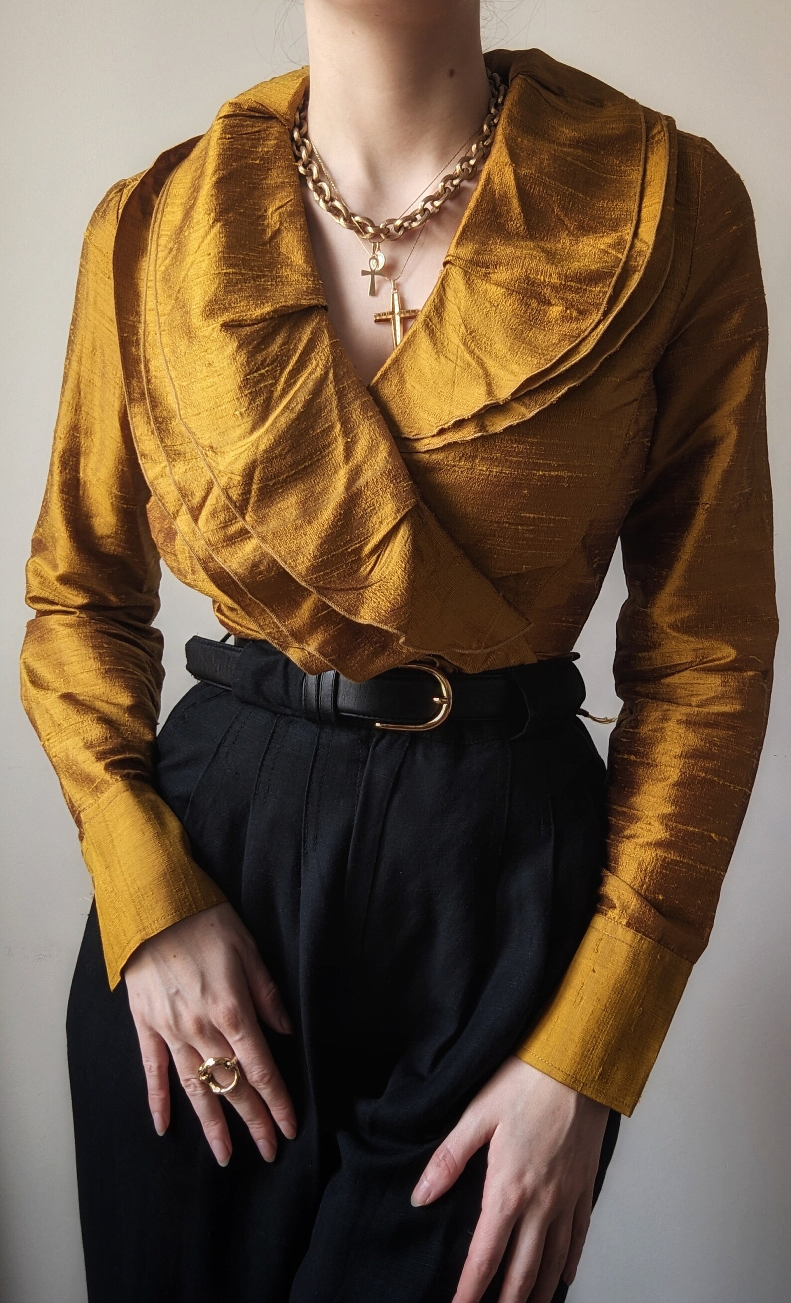 SUPER RARE Vintage Wild Silk Gold Wrap Blouse Dramatic Xs/s - Etsy