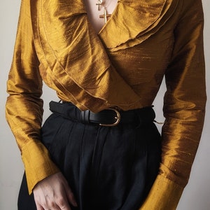 SUPER RARE Vintage Wild Silk Gold Wrap Blouse Dramatic Xs/s - Etsy