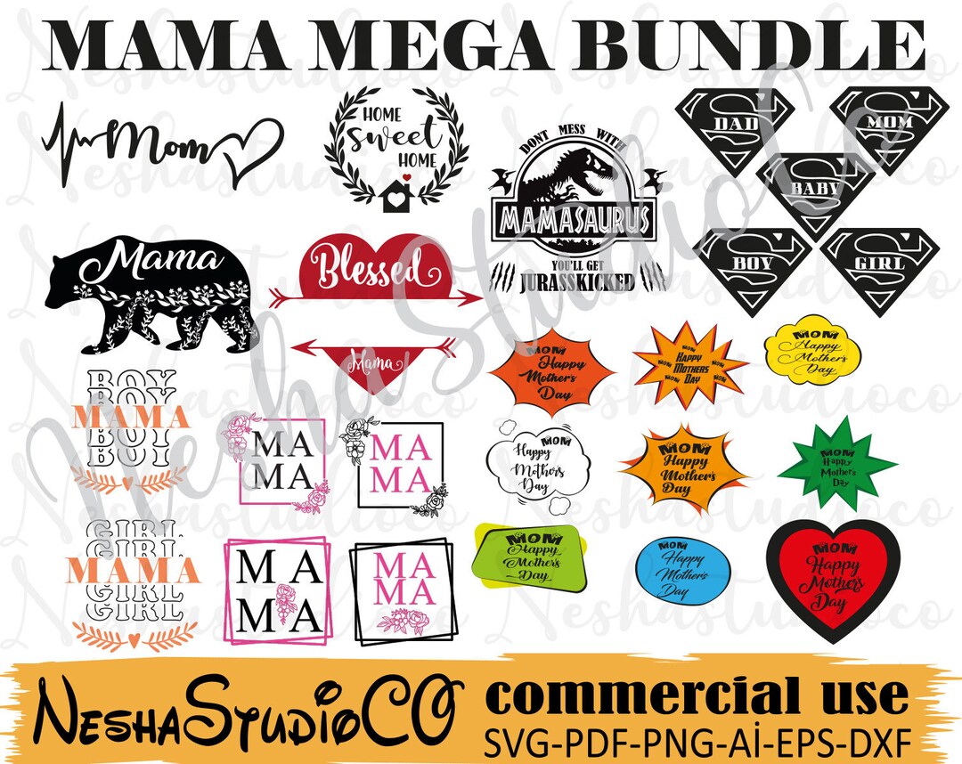 Mama Bundle Svg,mama Svg, Mom Svg,svg File for Cricut,mom Png,boy Mom ...