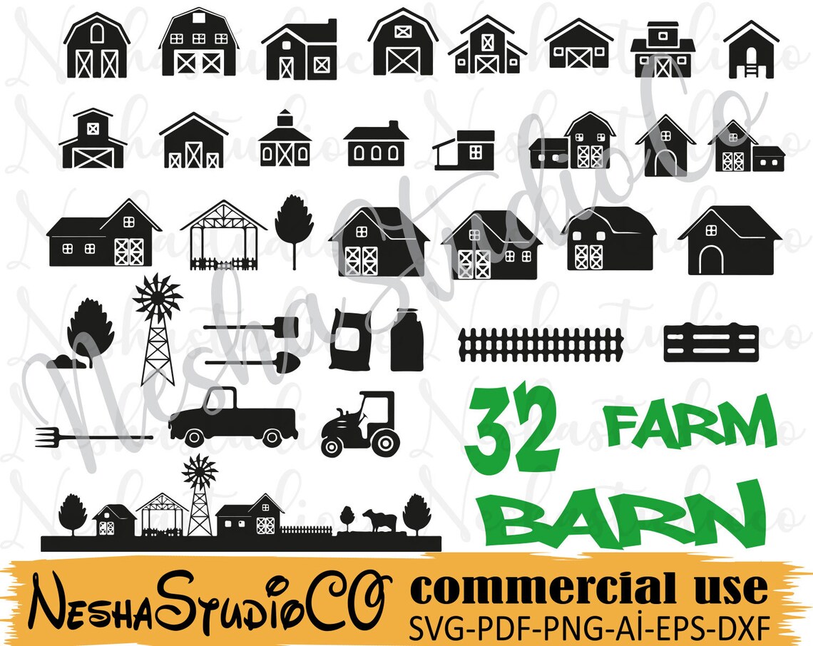 Barn SVG Bundlebarn Svgfarmer Svgbarn Tractor Vectorbarn | Etsy