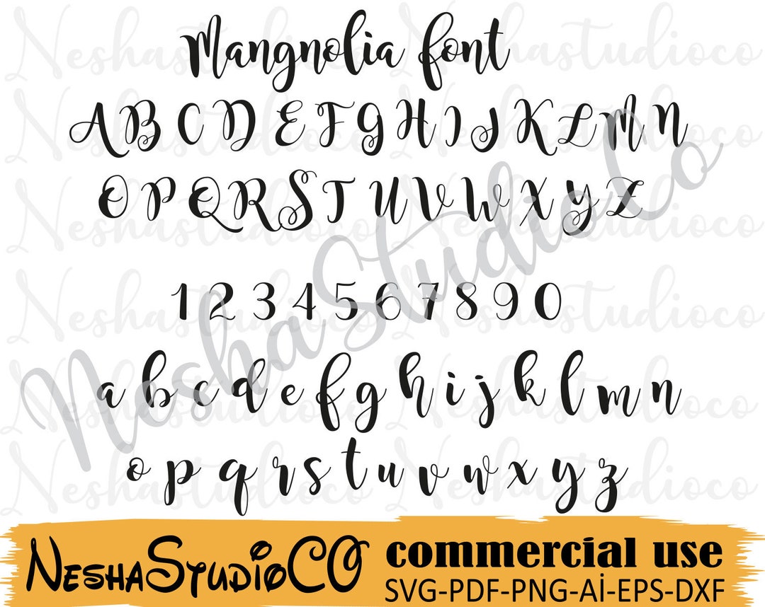 Magnolia Font Svg,magnolia Svg,alphabet SVG Fonts Cutfile,handwritten ...