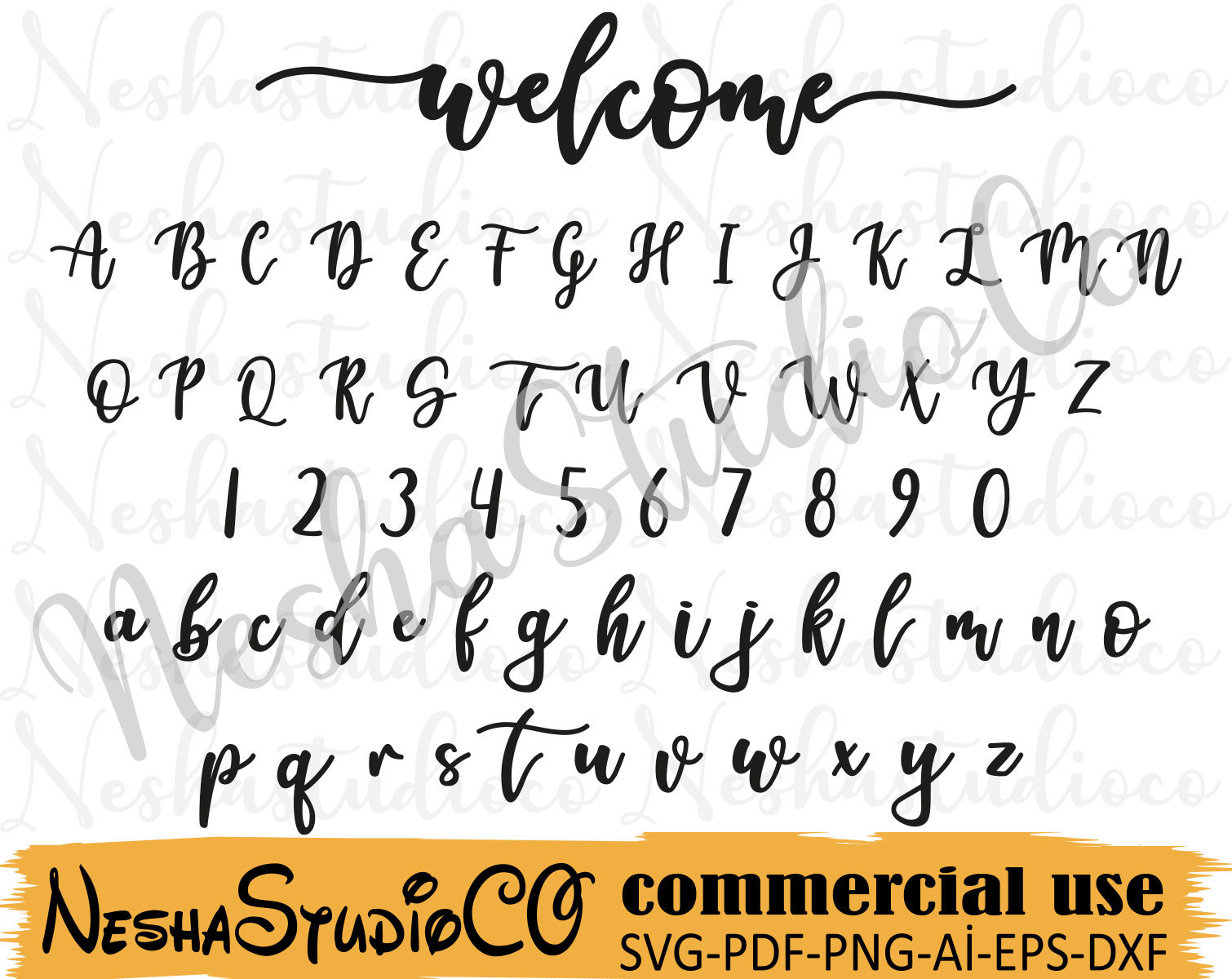 Welcome Font Svg,welcome Svg,alphabet SVG Fonts Cutfile, Handwritten ...