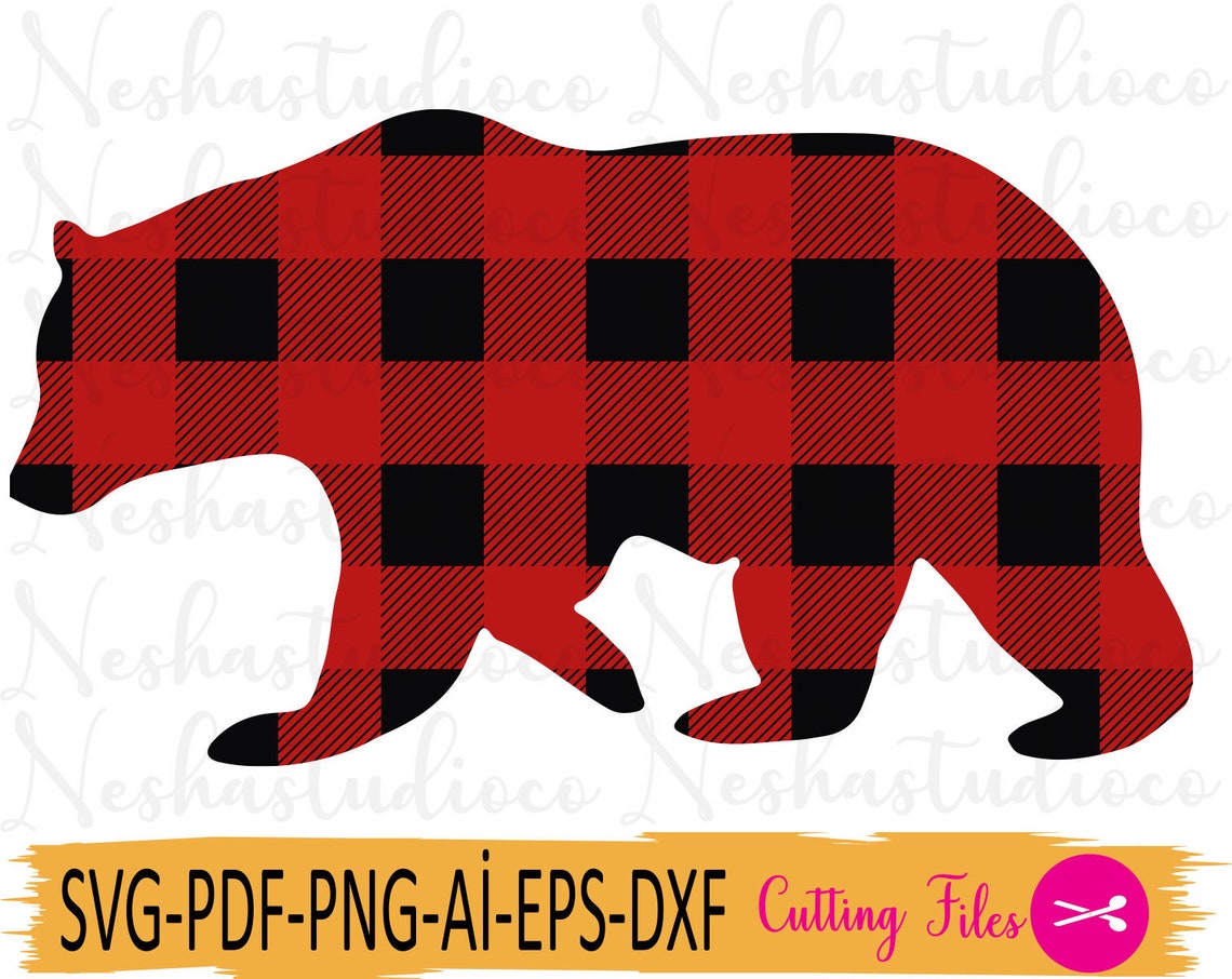 Bear Buffalo Plaid Svgbear Svgmama Bear Svgpapa Bear | Etsy