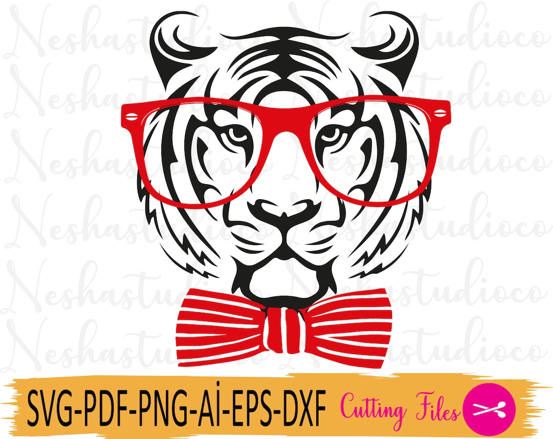 Tiger Svg,tiger Glasses,bandana Cricut, Wild Animal Face Head, Zoo ...