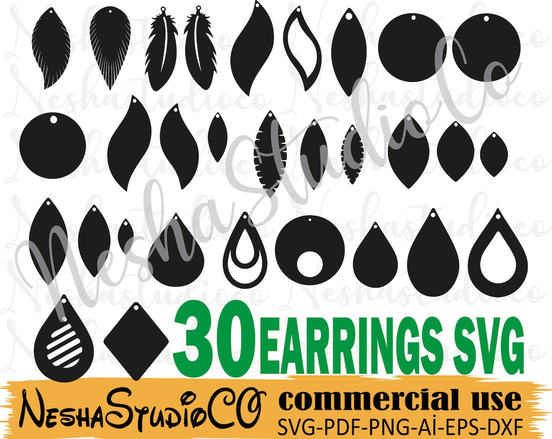 30 Earrings Bundle Svg,teardrops Svg,earrings Svg,leather Earrings Svg ...