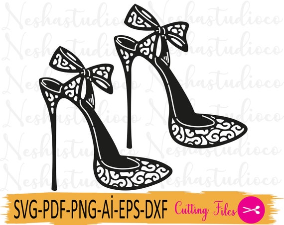 Pink Bow High Heels Stiletto Shoes Vector Image Eps Png Jpeg