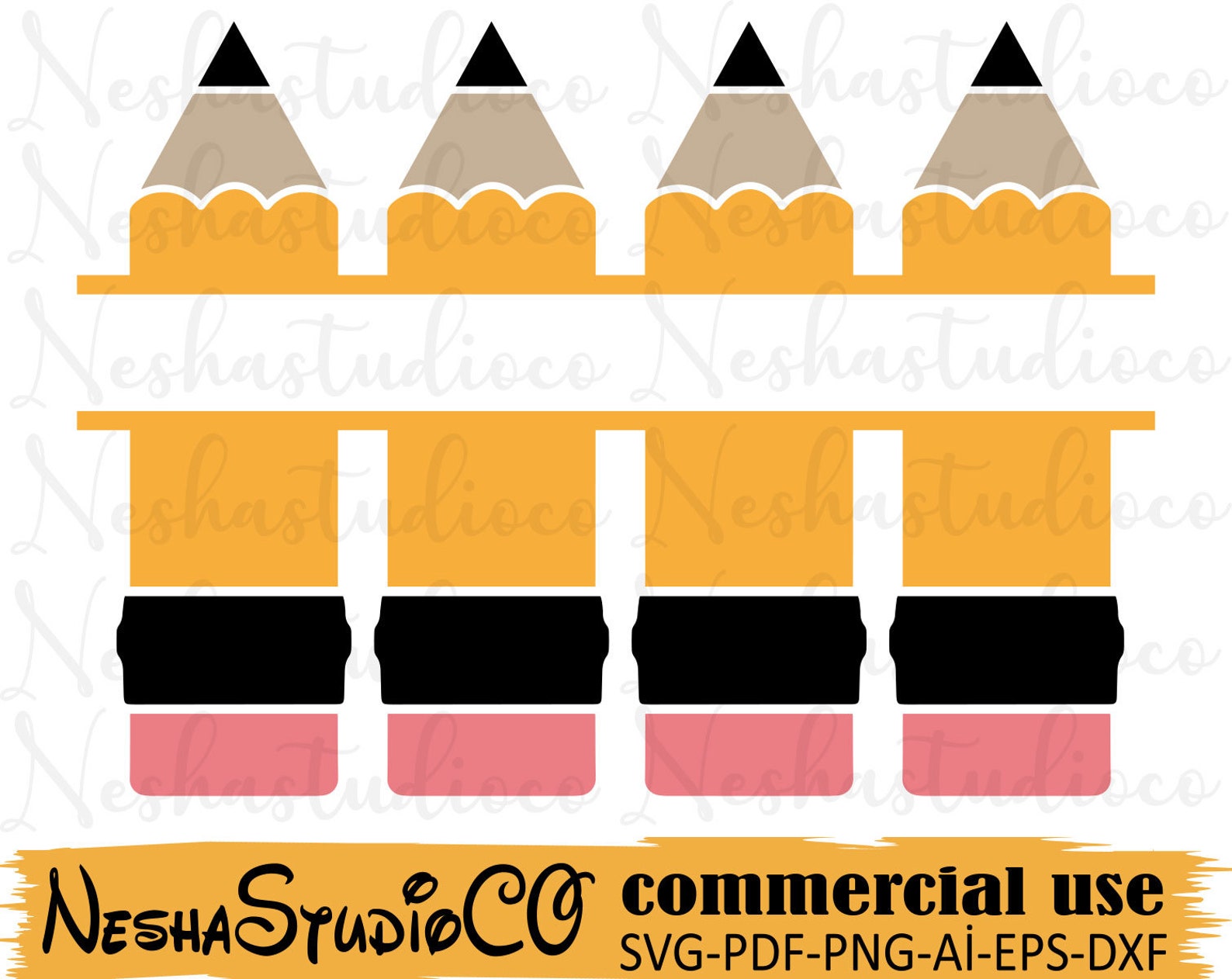 Pencil Name Svgpencil Monogram Svgmonogram Svgschool Etsy
