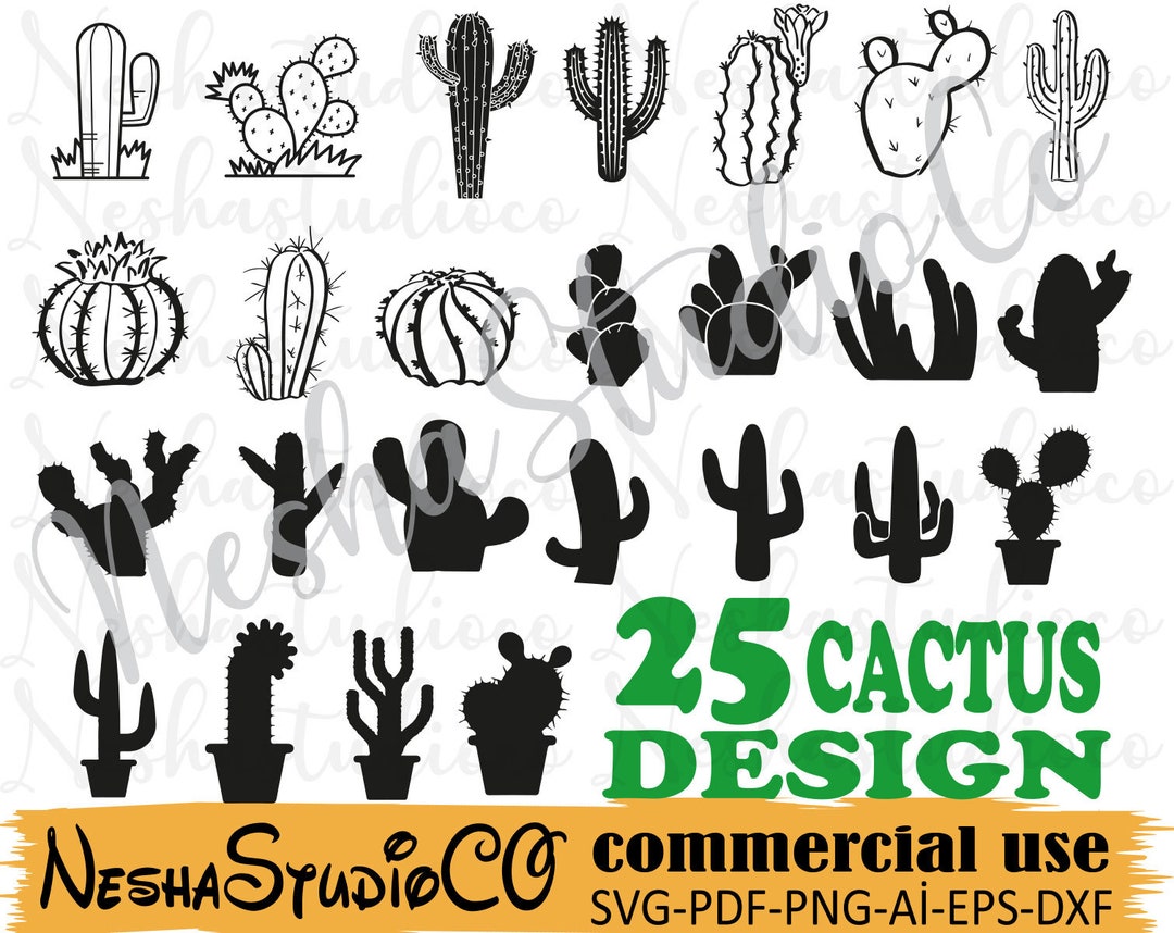 Cactus Svg Bundle,cactus Svg,desert Svg,cactus Silhouette,desert Cacti ...