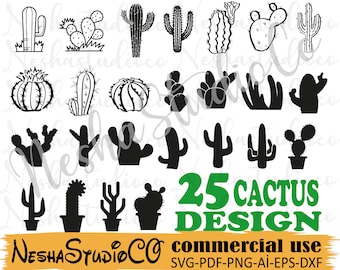 Cactus Svg Bundle/ Desert Cacti Plants/ Cactus Vector/ Cactus ...