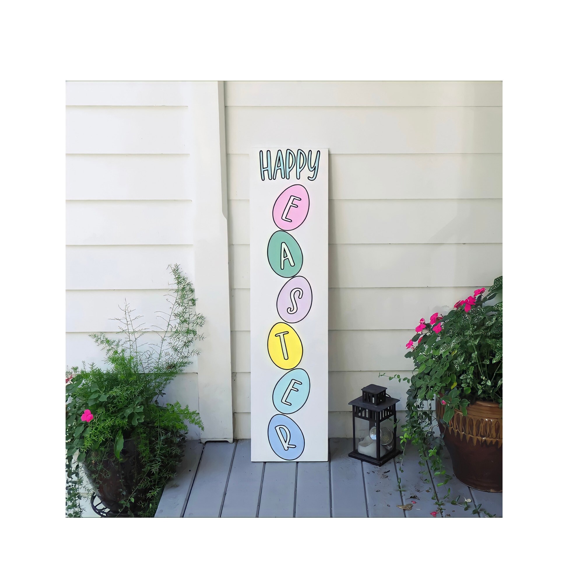 Easter Porch Sign Happy Easter Porch Sign Easter Bunny | Etsy