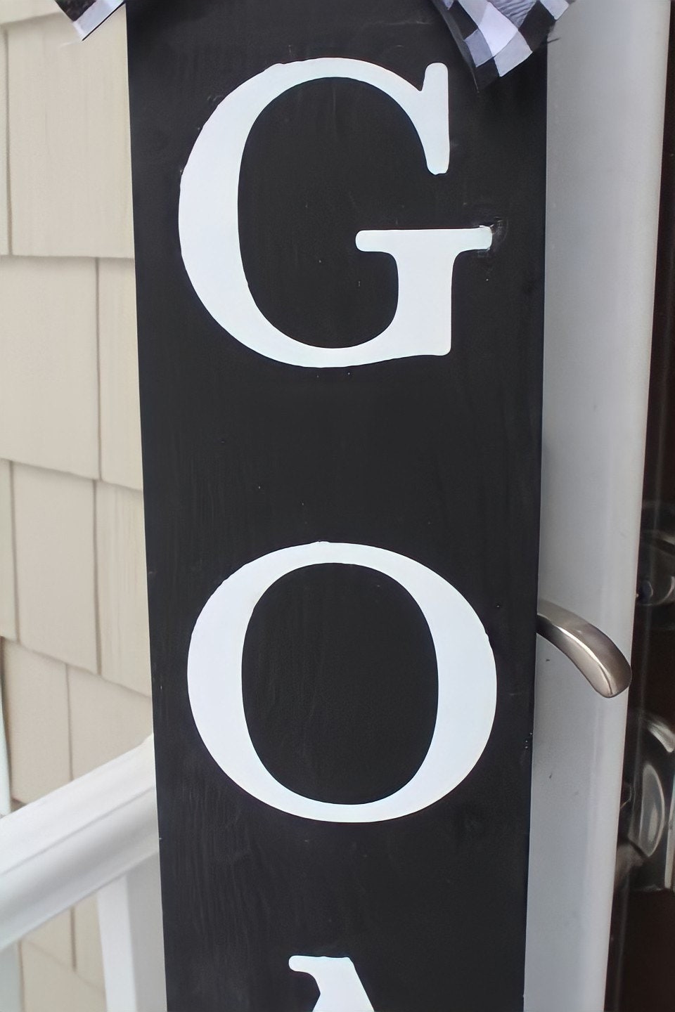 Go Away Front Porch Sign Porch Welcome Sign with Checker Bow | Etsy