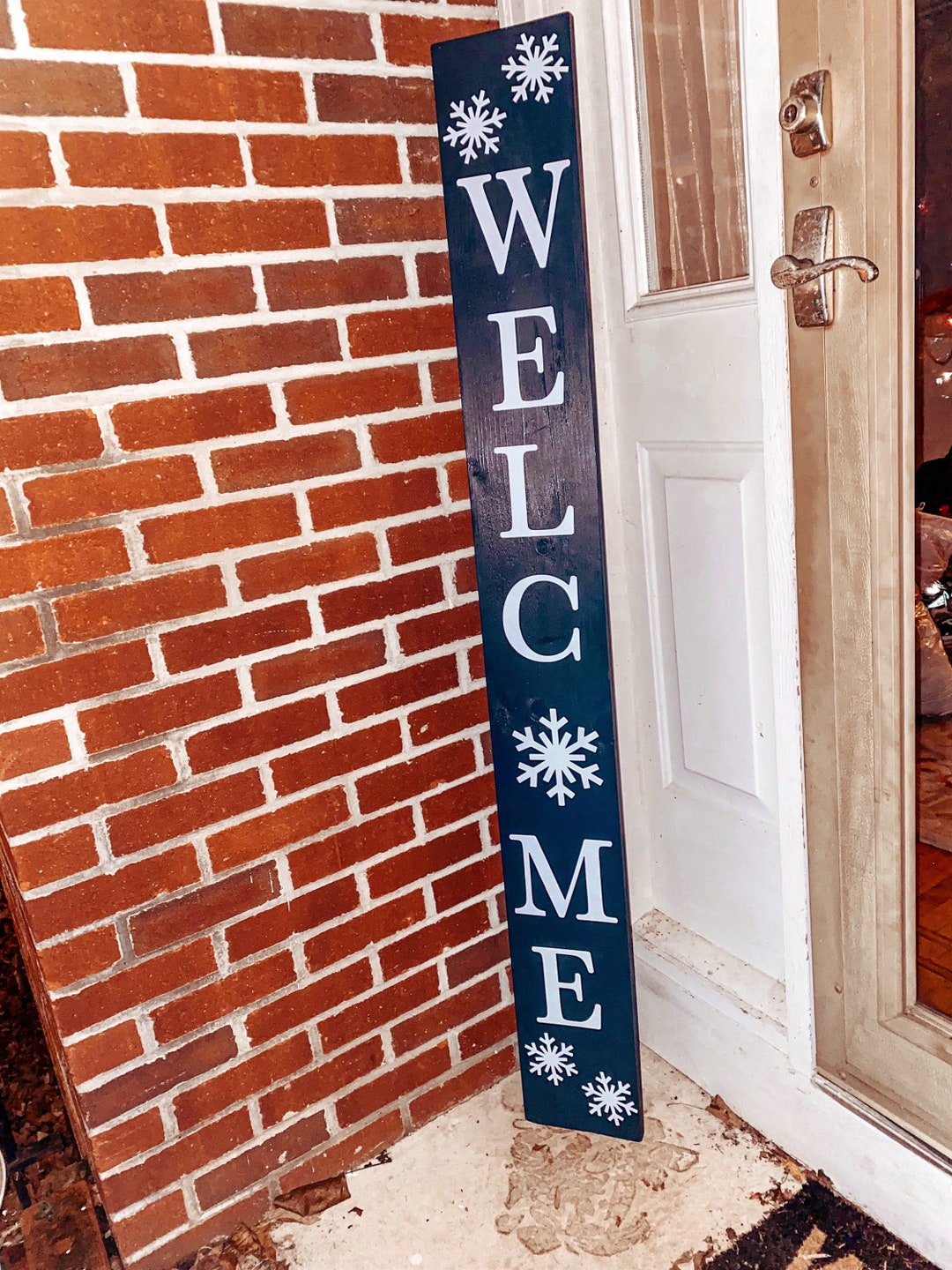 Farmhouse Snowflake Winter Welcome Sign for Front Porch, HANDMADE ...