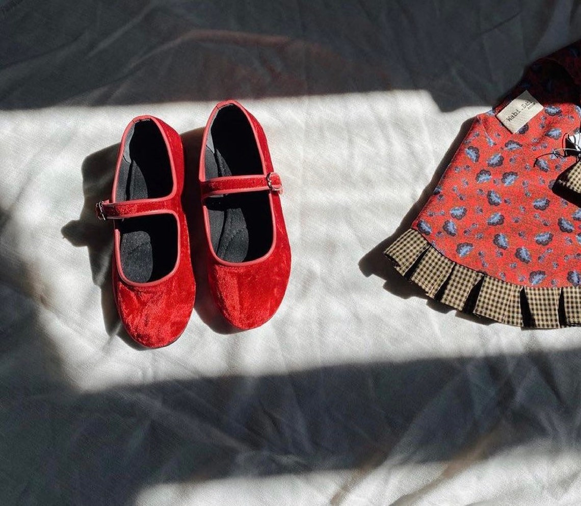 Red Velvet Mary Jane Shoes Women's Mary Janes Vintage - Etsy