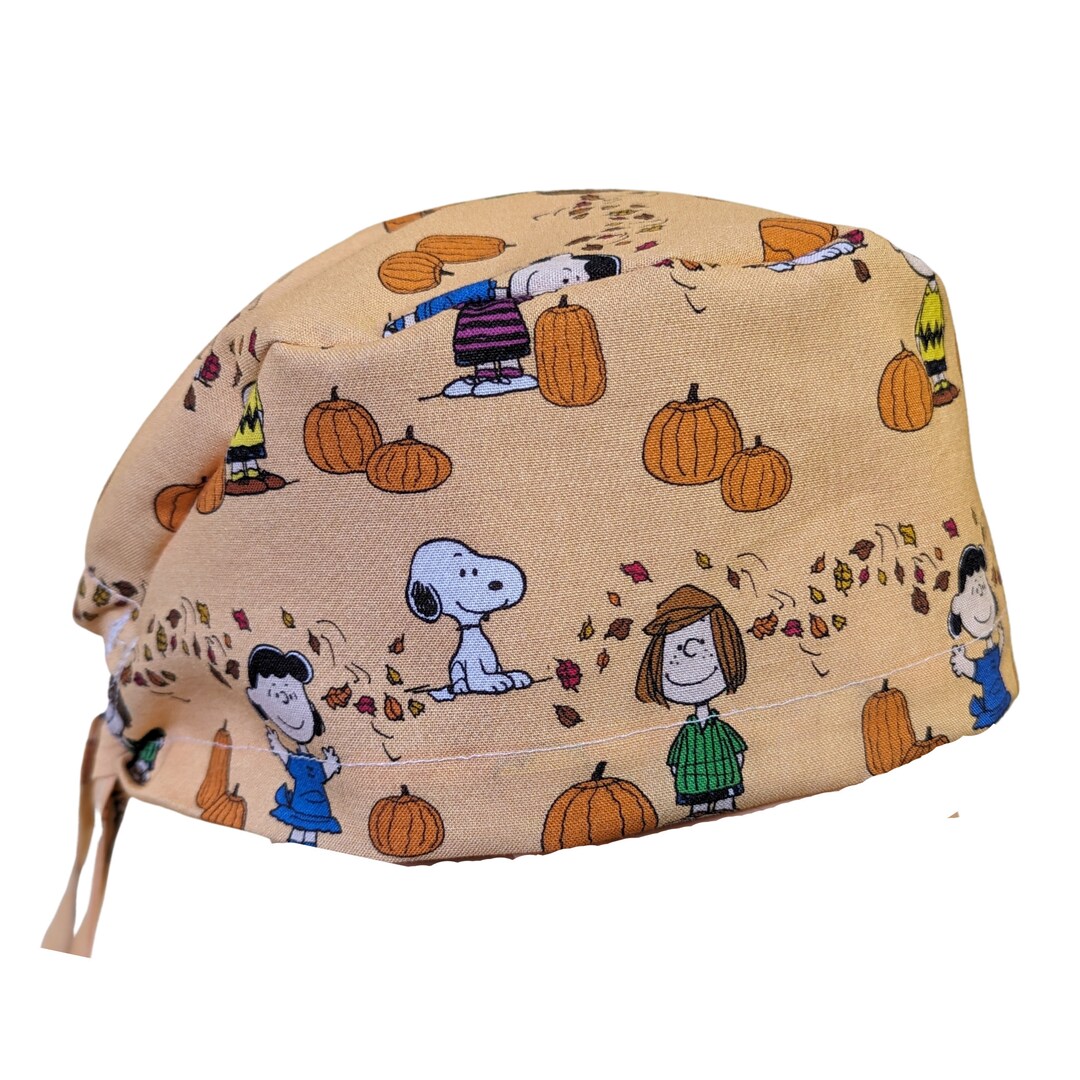Peanuts Snoopy Thanksgiving Skull Style Scrub Cap Classic Tie Back or ...