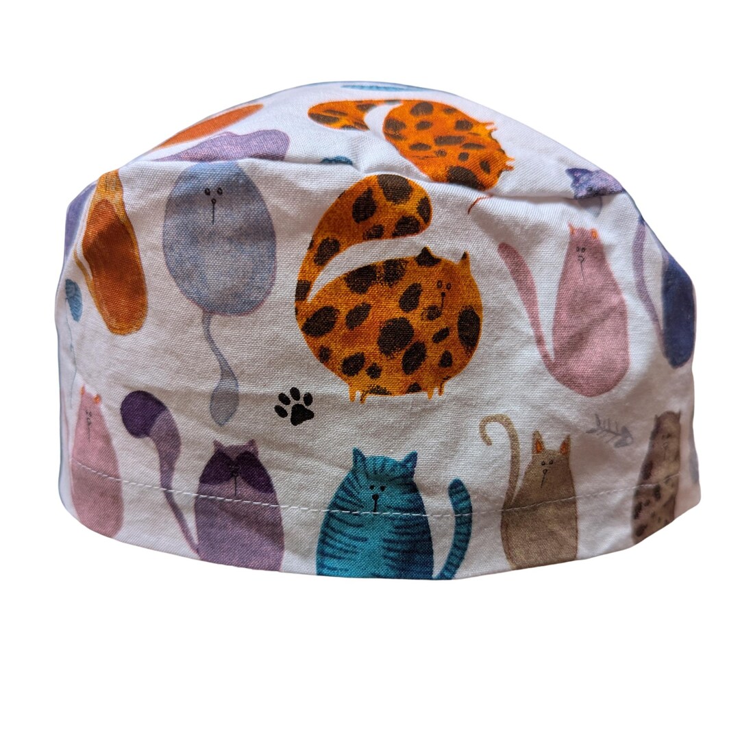 Kitty Cat Scrub Cap Siamese Tabby Calico Kitten Classic Tie Back or ...