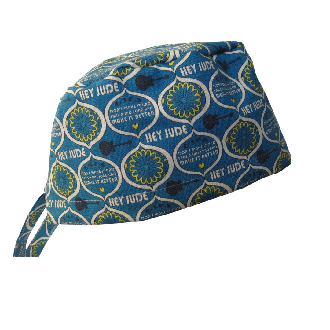 Hey Jude Scrub Cap, Beatles Scrub Cap Euro Elastic or Tie Back Optional ...