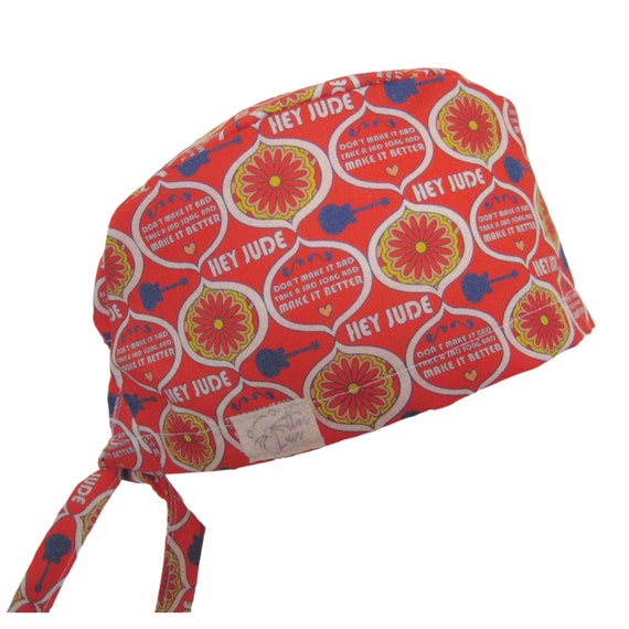 Hey Jude Beatles Classic Style Scrub Cap Elastic or Tie - Etsy