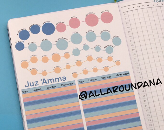 Juz Amma Tracker Stickers Printable Quran Tracker Planner Insert ...