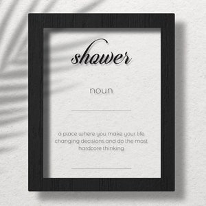 Acrylic Shower Definition Poster, Bathroom Wall Art - Etsy