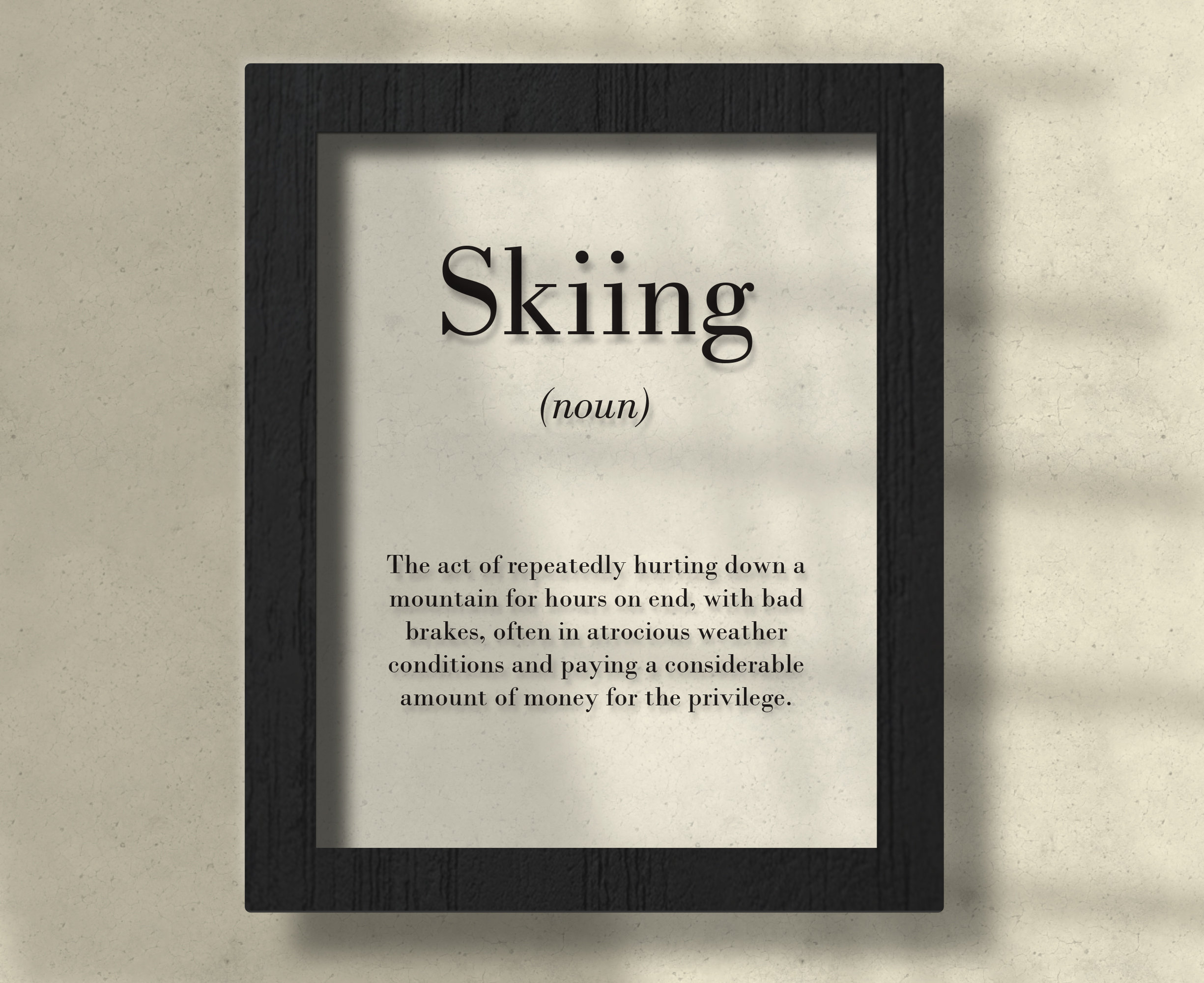 Skiing Clear Acrylic Poster, Skier Gift, Skiing Definition Print ...