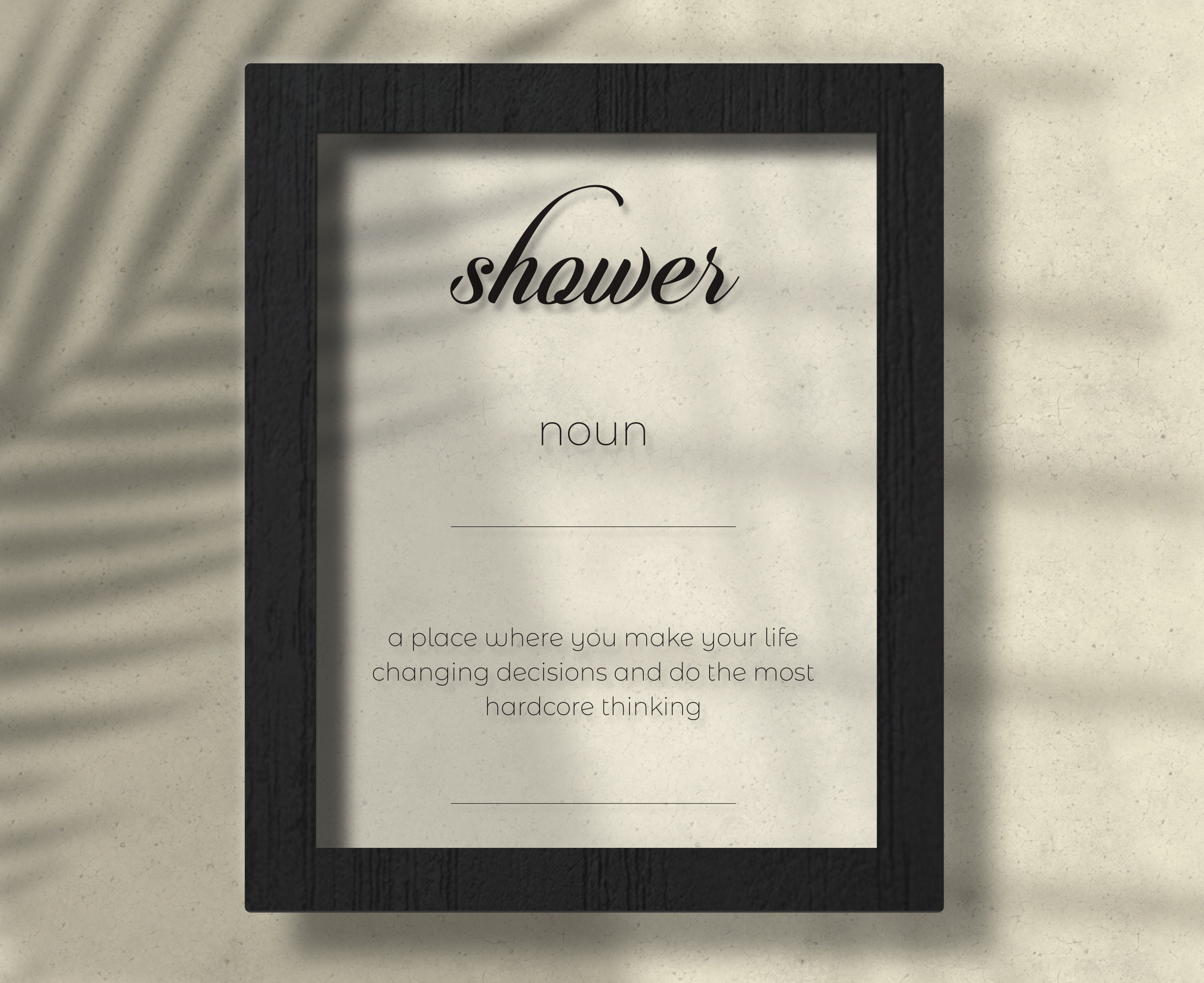 Acrylic Shower Definition Poster, Bathroom Wall Art - Etsy