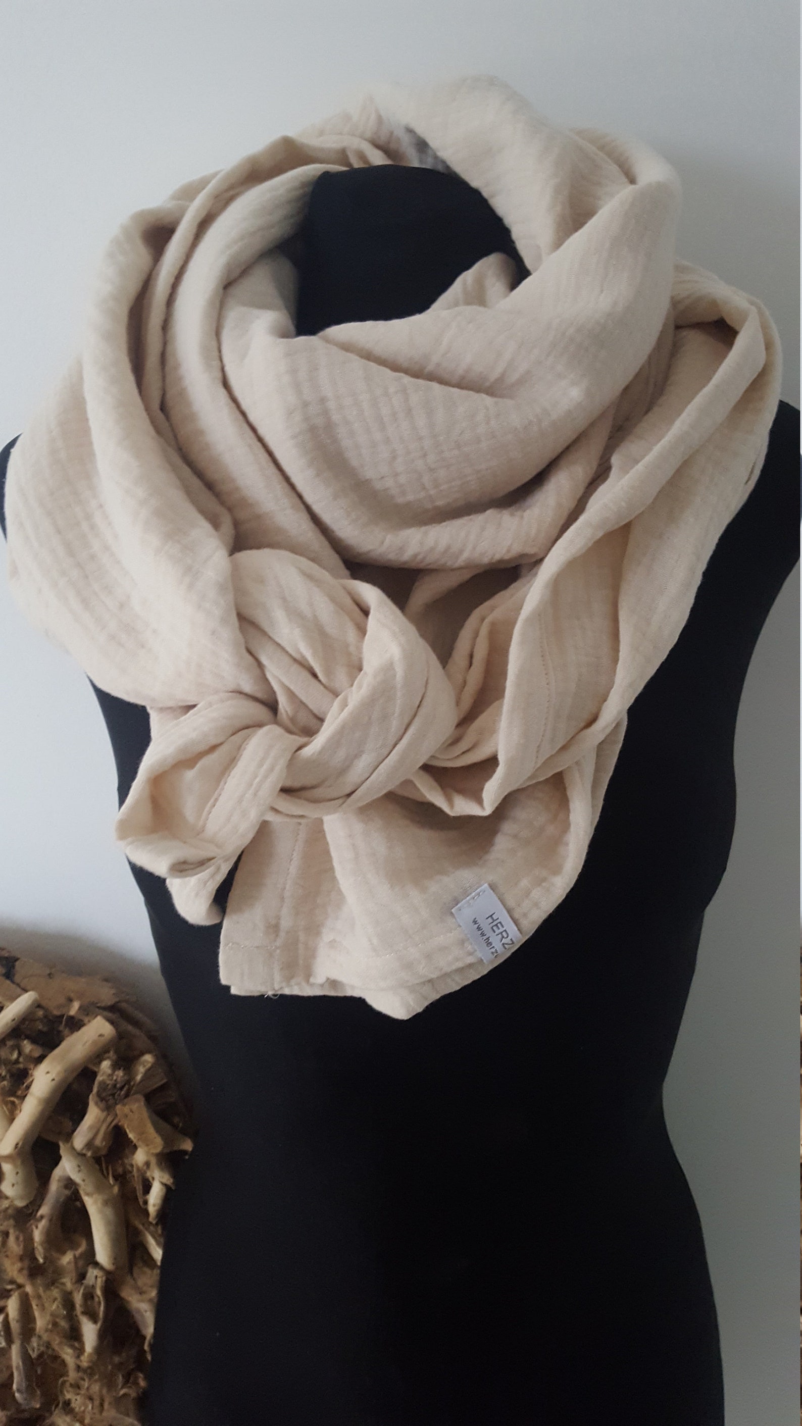 Musselin Tuch Dreieckstuch Halstuch XXL Tuch in Beige | Etsy