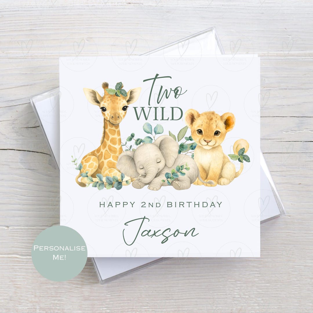 Two Wild 2nd Birthday Card: Personalised Boy Birthday - Etsy