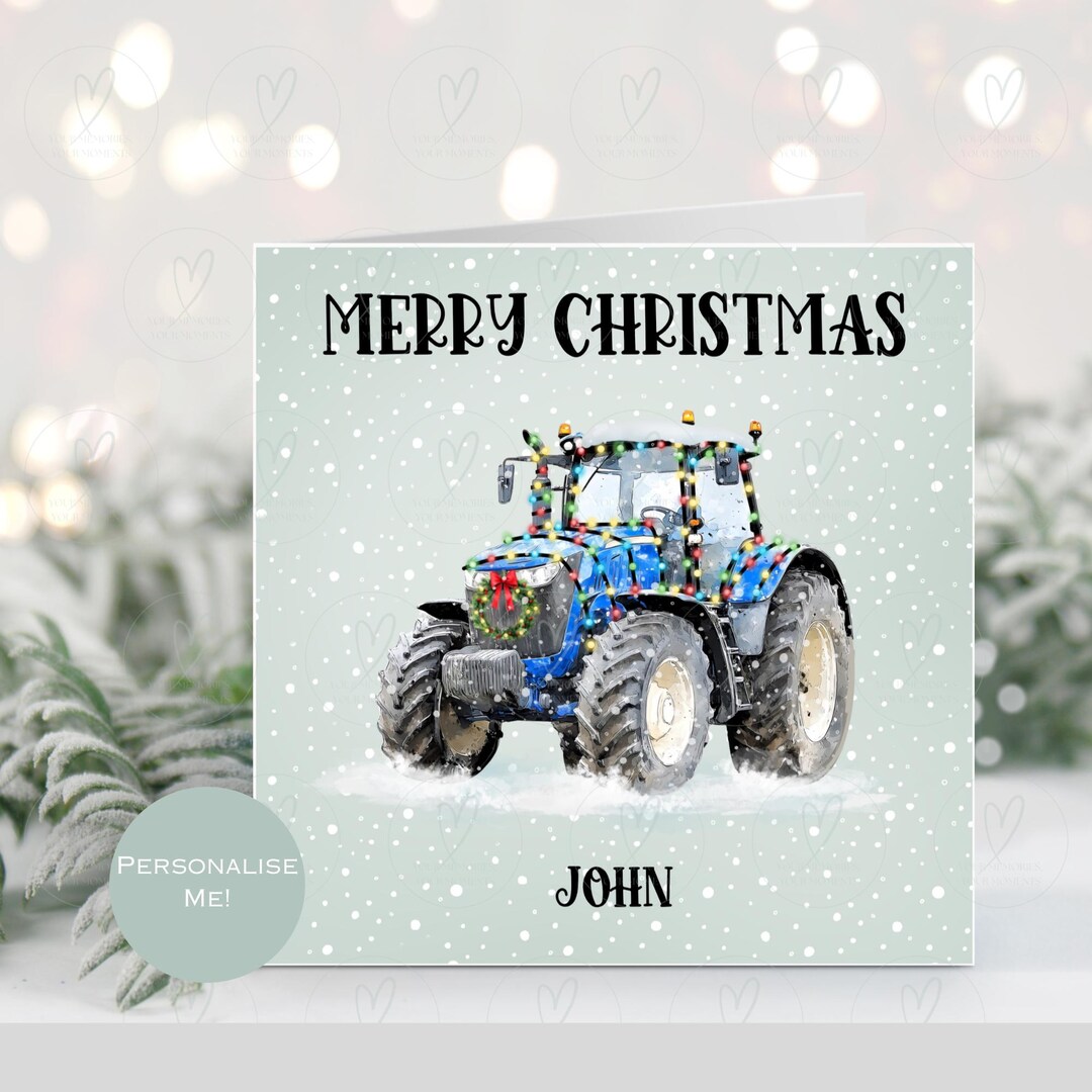 Personalised Christmas Tractor Card: Festive Holiday Card - Etsy