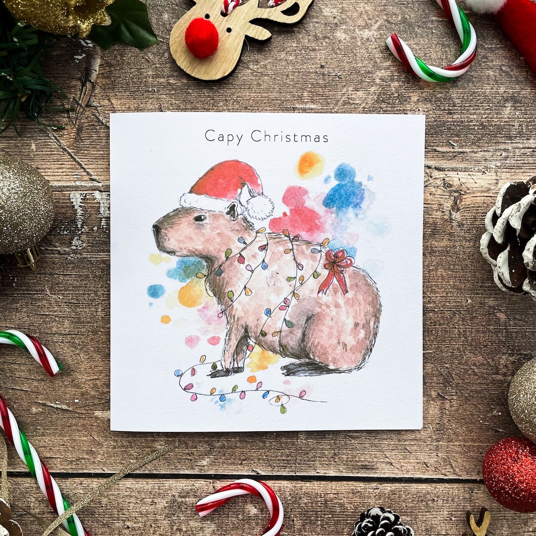Capy Christmas Capybara Christmas Cards Square 13.5cm Single - Etsy