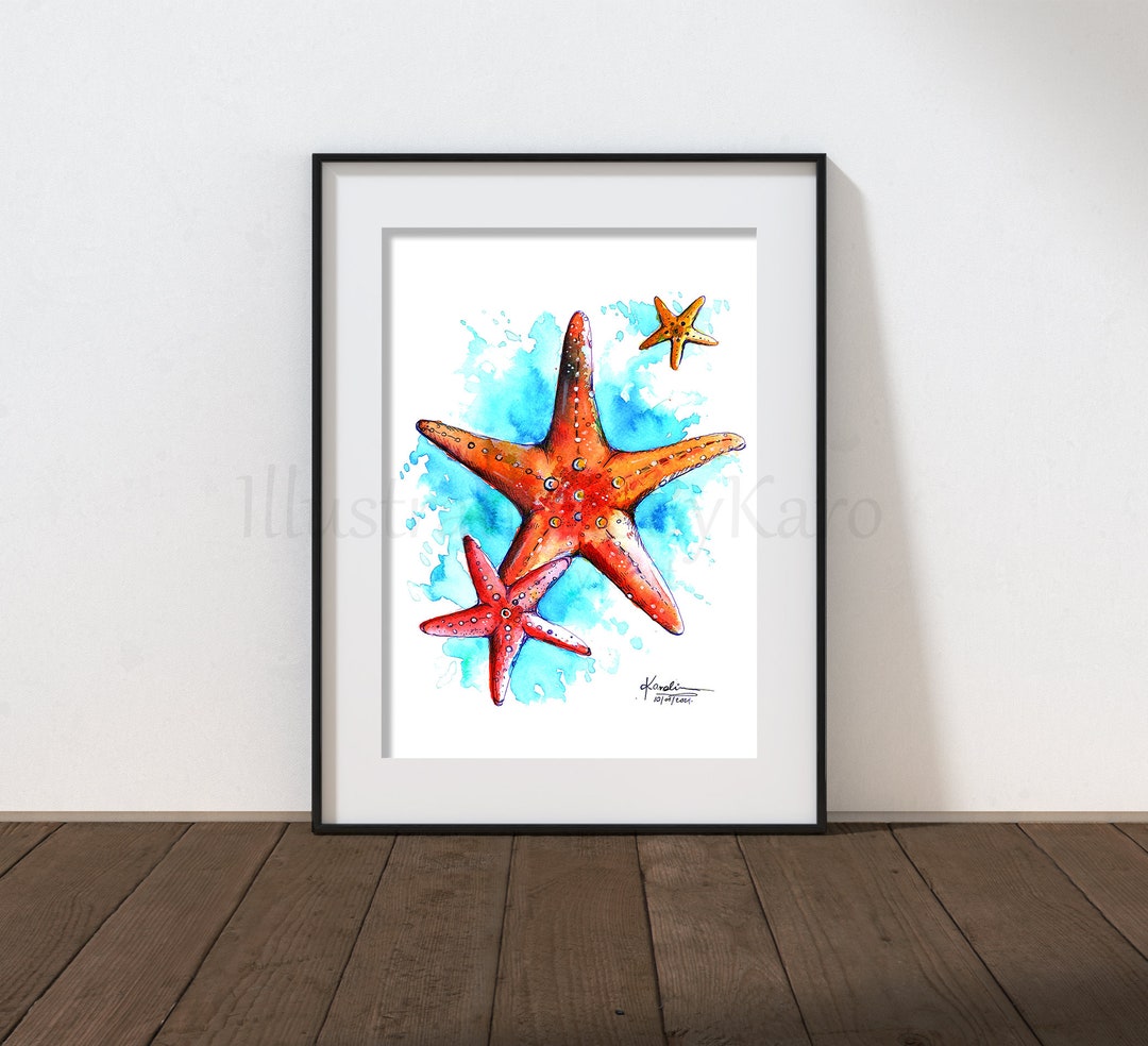 Starfish Illustration Prints A6 A5 A4 / Sea Creature Ink - Etsy