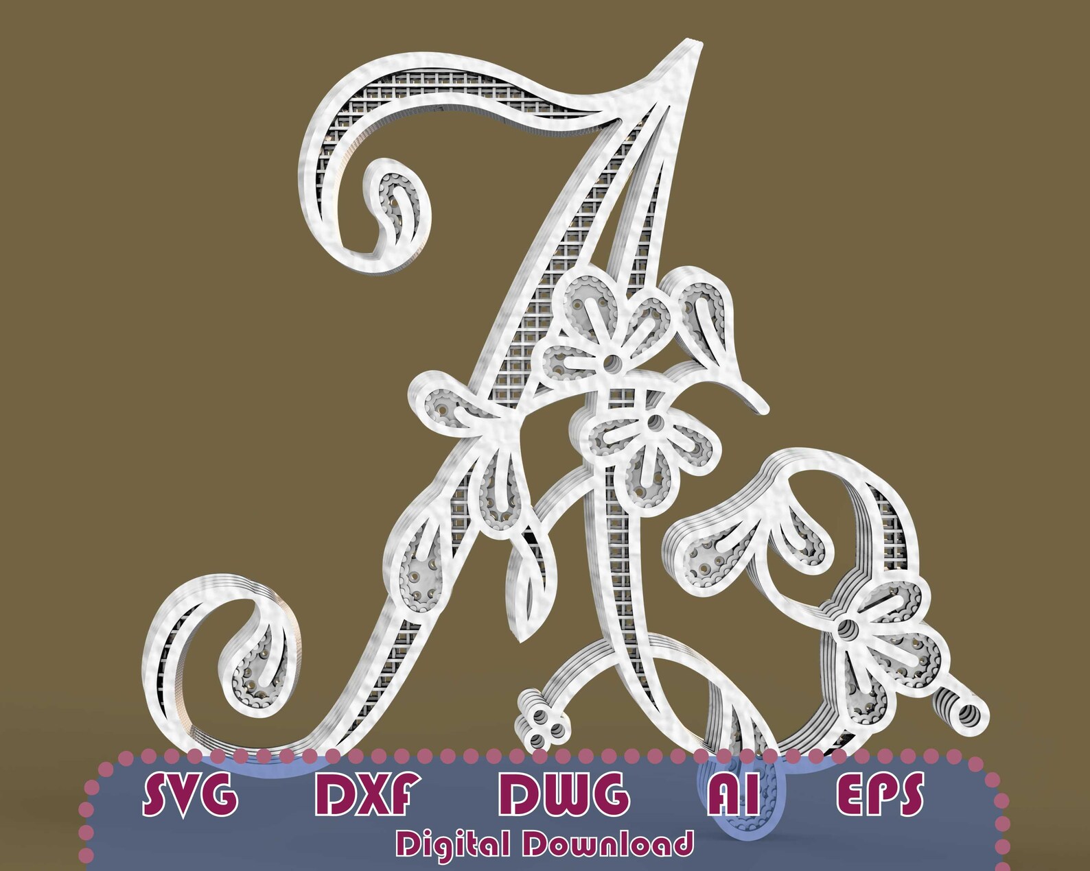 Carta de varias capas A DXF Alphabet Letter A Carta SVG para - Etsy España